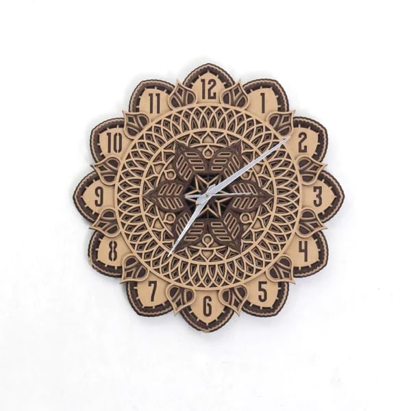 Buy KASTHAM wooden crafts Mandala Clock Wooden Layered Wall Clock ...