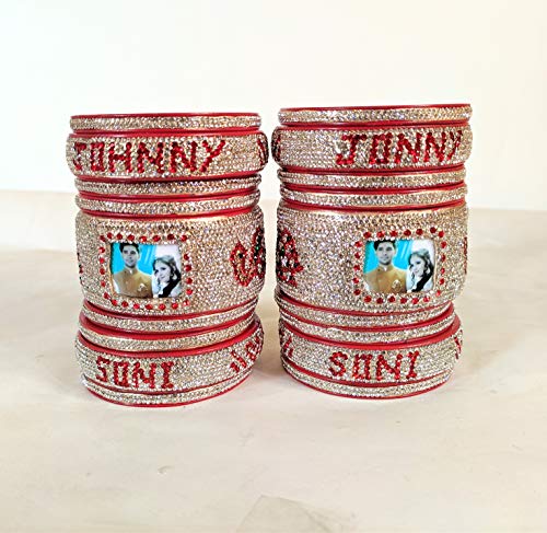 Buy Anwar Diamond Animals Name And Pic Kangan for Women (Orange, White ...