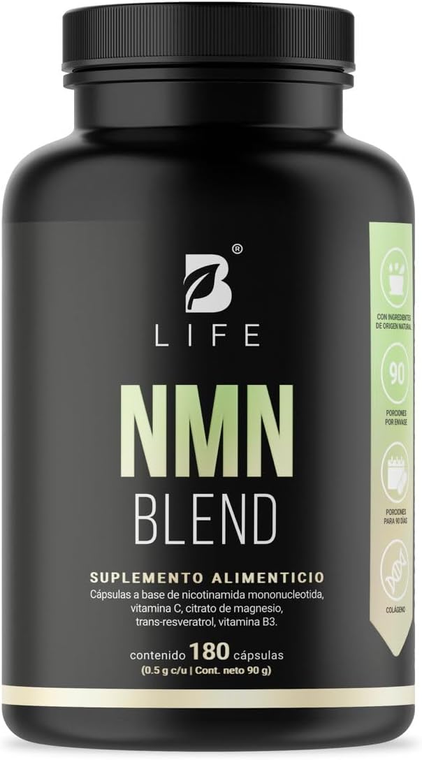 NMN Blend. Precursor de NAD. 180 Cápsulas. 1000 mg por Porción. Trans-Resveratrol, Vitamina C ...