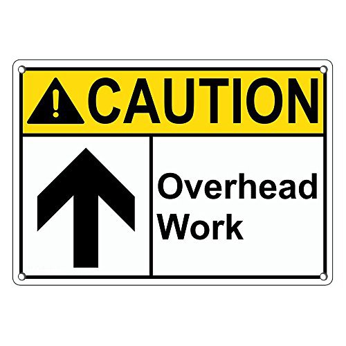 Weatherproof Plastic ANSI Caution Overhead Work Sign with English Text ...