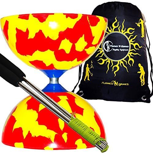Jester Diabolos (Red/Yellow)+ Metal Diabolo Sticks, Diablo String ...