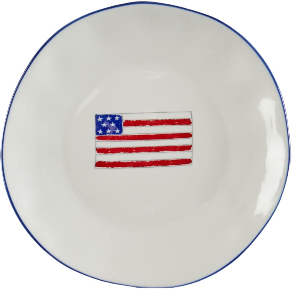 Amazon.com | Tableau American Flag Ceramic Salad Plates Set of 4-8 Inch ...