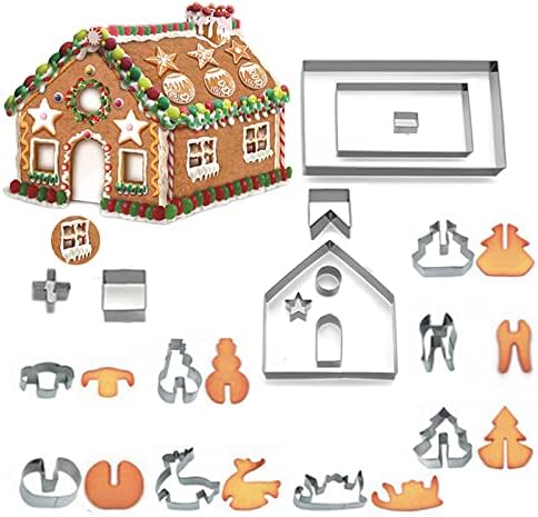 Amazon.com: Xoutuo 18 Pieces Gingerbread House Cutters, 3D Christmas ...