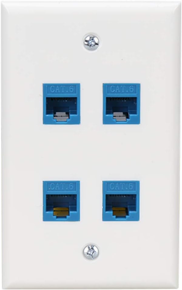 Amazon.com: Ethernet Wall Plate 4 Port, Cat 6 Ethernet Wall Outlet ...