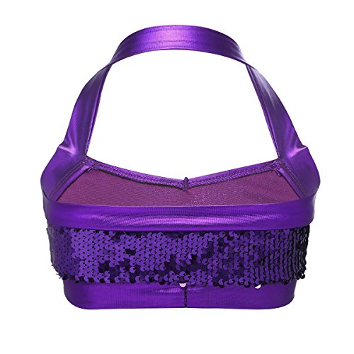 Doomiva Kids Girls Glittery Sequins Halter Bra Tops Crop Top Ballet ...