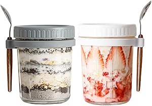 Amazon.com: Overnight Oats Containers with Lids and Spoons,16 Oz Glass Mason Jars Oats Leak ...