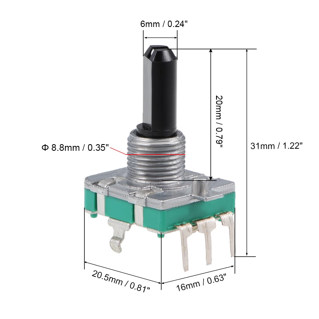 Codificador Giratorio EC11 - 5 Piezas, 20mm Eje Tipo D, 7 Pines, Para Proyectos Electrónicos Y ...