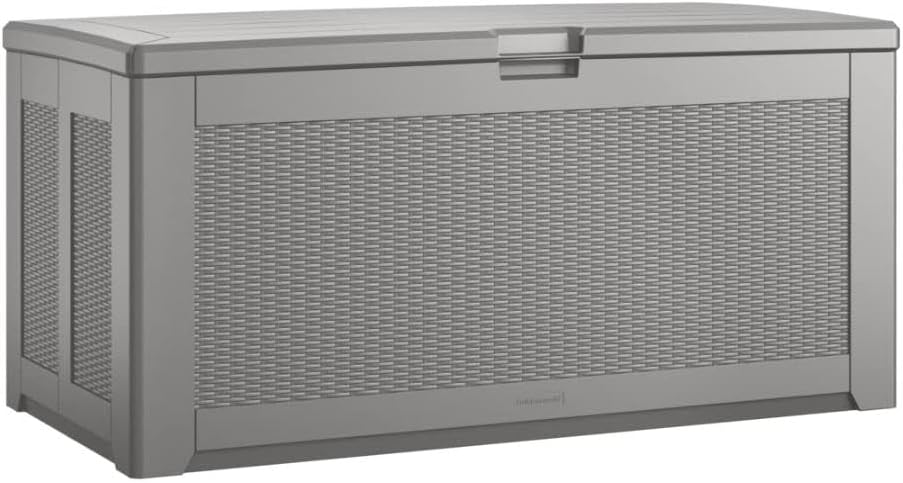 Amazon.com : Rubbermaid Resin Outdoor Storage Bench (32 Gal), Weather ...