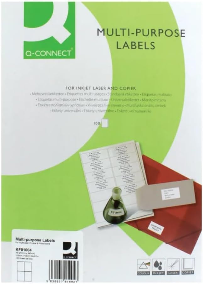 Q-Connect Multipurpose Copier Labels 210x287mm 1 Per Sheet White (Pack ...