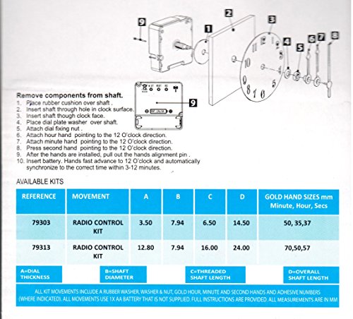 12.8mm Radio Controlled Clock Movement Module with Hands UK MSF Time ...
