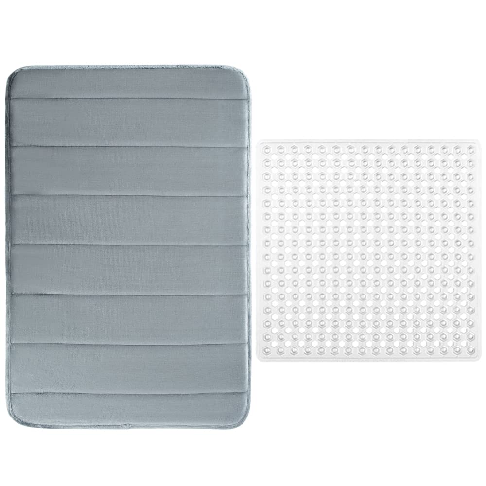 Amazon.com: Gorilla Grip Thick Striped Memory Foam Bath Rug and Patented Shower Stall Mat, Bath ...