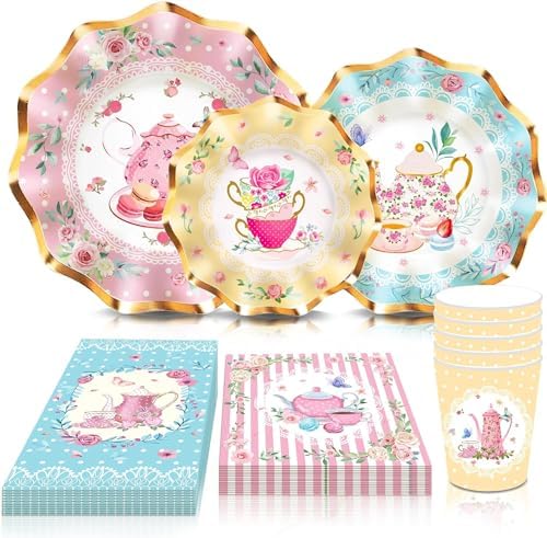 Amazon.com: Tea Party Supplies Floral Party Dinnerware Tea Party ...