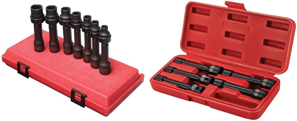 SUNEX TOOLS 2696 1/2-Inch Drive SAE 12-Point Driveline Socket Set, 7 ...
