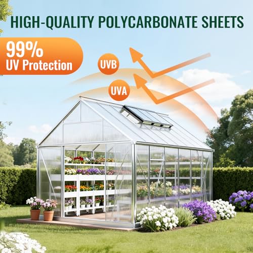 EVERECO 6 Pcs Polycarbonate Greenhouse Panels, 8'FT x 3.5'FT x 0.24" in ...