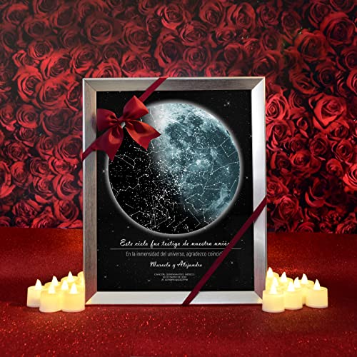 Mapa estelar personalizado con marco 32 x 25 cm Cuadro de proyección de ...