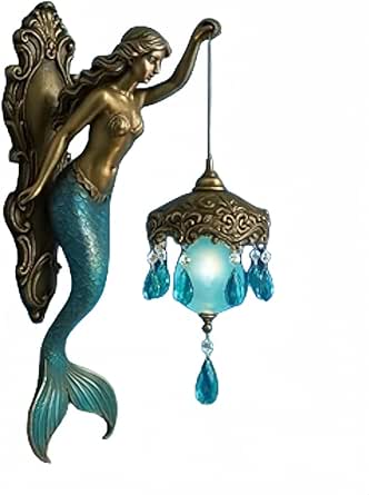 Mermaid Wall Lamp, Dimmable Art Deco & Vintage Ocean Night Light, 8/12 ...