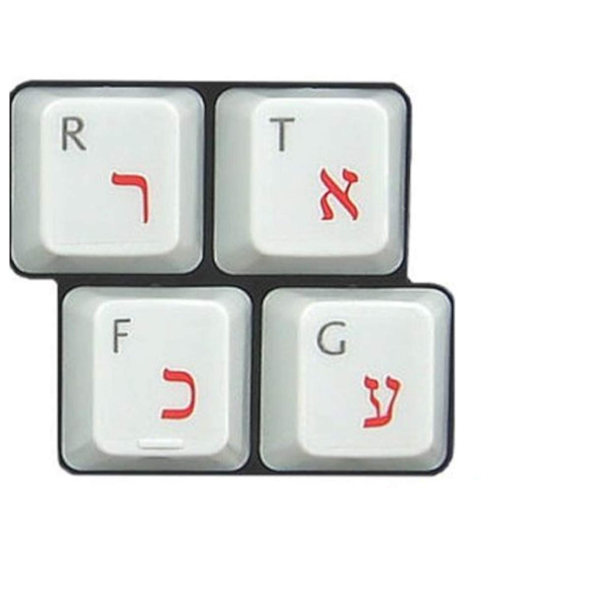 HQRP Keyboard Stickers Hebrew Transparent Laminated with Red Letters ...