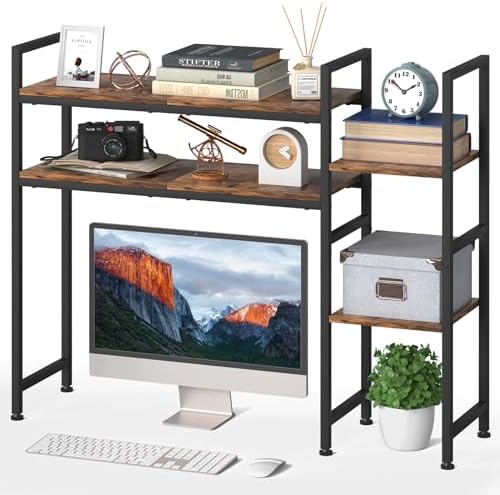 Amazon.com: Giantex Desktop Bookshelf, Wood Desk Hutch Organizer for 27 ...