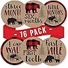 Amazon.com : 16 Monthly Baby Milestone Stickers Boy - Lumberjack Baby ...
