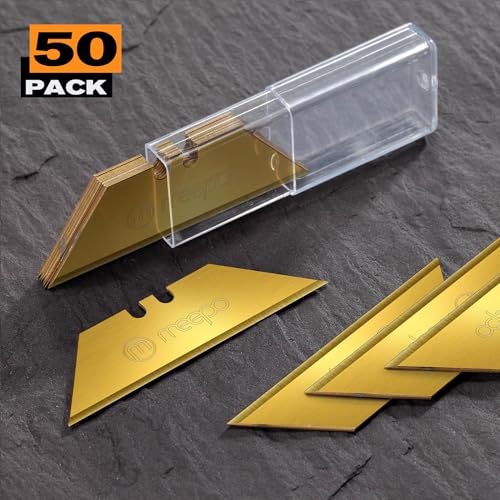 Snapklik.com : 50-Pack Utility Knife Blades, Titanium Fully Plated ...