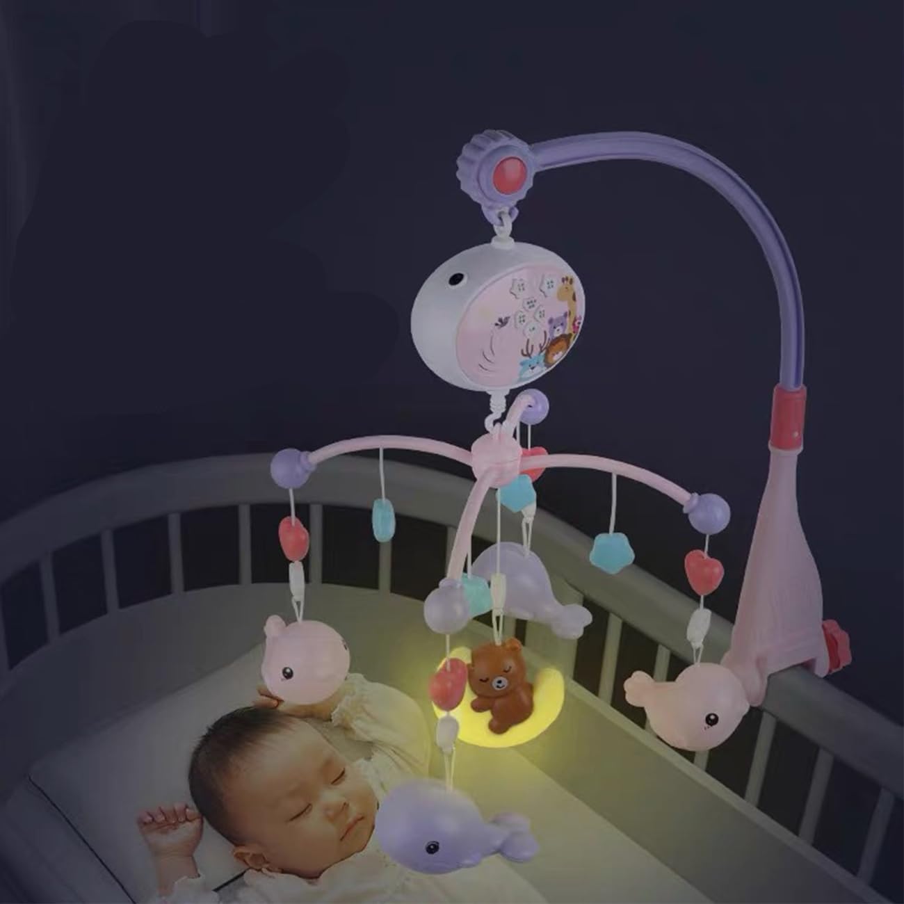 Baby Mobile for Crib Toys with Lights & Sooth Music, Light Moon Bear ...