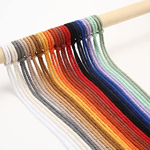 GOHOF Macrame Cord 3mm x 300m Premium Cotton Macrame Rope, 4 Strand ...