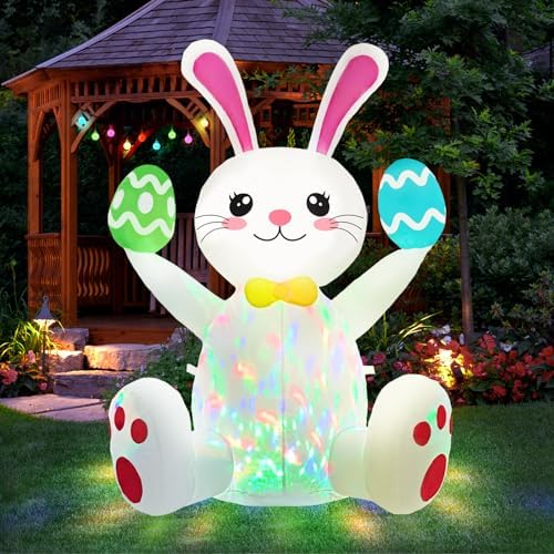 Amazon.com: Gardentime Easter Bunny Inflatable Outdoor Decorations 4 FT ...