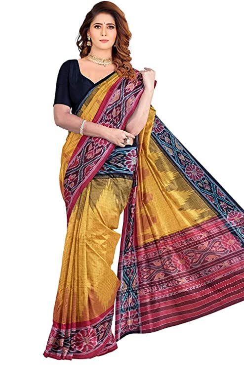 Buy Odisha Handloom Sambalpuri Handwoven Ikat Ganga Jamuna Cotton Saree ...
