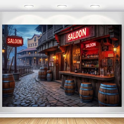 Amazon.com : Western Cowboy Backdrop Banner Saloon Country Town Wild ...