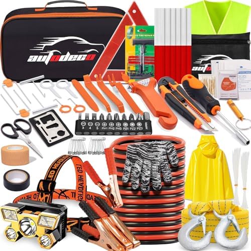 Amazon.com: AUTODECO Roadside Emergency Car Kit - Car Safety Kit for ...