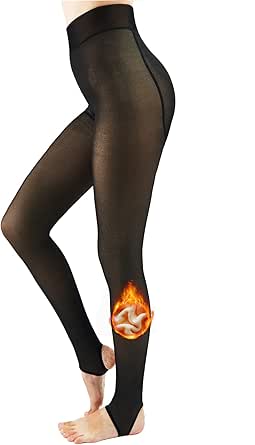 Amazon.com: X-CHENG Fleece Lined Tights Sheer Women - Fake Translucent ...