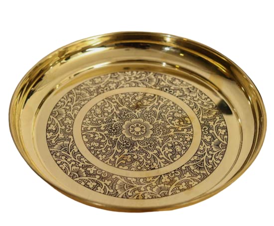 Buy S K Metal Brass Plate for Dinner Thali/Plate Heavy Big Size Plate ...