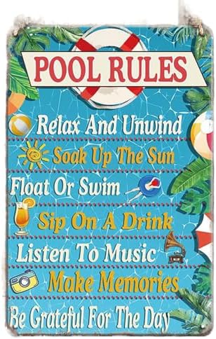 Amazon.com : Pool Decorations Outdoor Pool Decor Pool Rules Signs,Relax ...