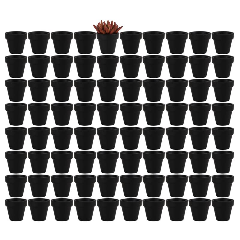 Amazon.com: Yishang 2 inch Black Small Terracotta Pots with Drainage ...
