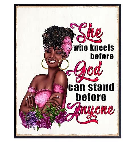Amazon.com: Black Girl Christian Wall Decor - Bible Verse Christian ...