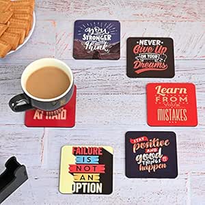 Gift Kya De Gkd Coaster Set Of 6 Motivational Wooden Coasters With ...