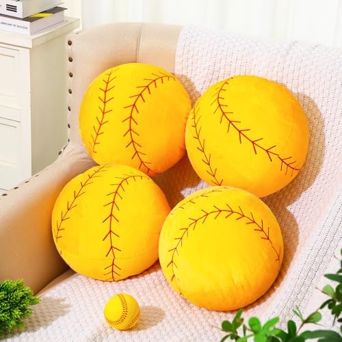 Amazon.com: Gerrii 4 Pcs Softball 3D Sports Pillow Fluffy Plush Stuffed ...