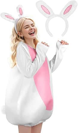 Amazon.com: UQJE Easter Bunny Costume for Women Deluxe Rabbit Mascot ...