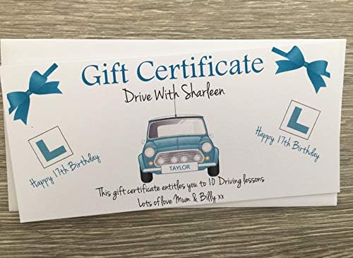 Personalised Driving Lessons Birthday Card Gift Certificate Voucher ...