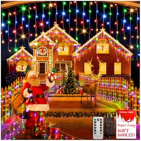 Vivideal Christmas Lights Outdoor - 132 ft 1280 LED Icicle Lights ...