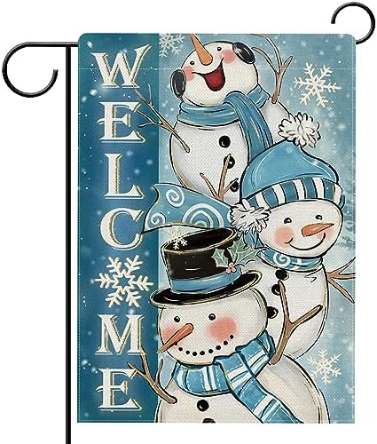 Amazon.com : Louise Maelys Winter Snowman Garden Flag 12x18 Double ...