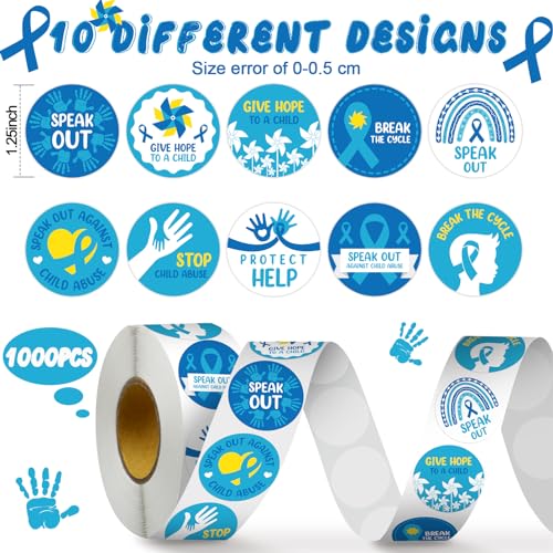 Snapklik.com : 1000 Pcs Child Abuse Awareness Stickers For Kids Roll ...