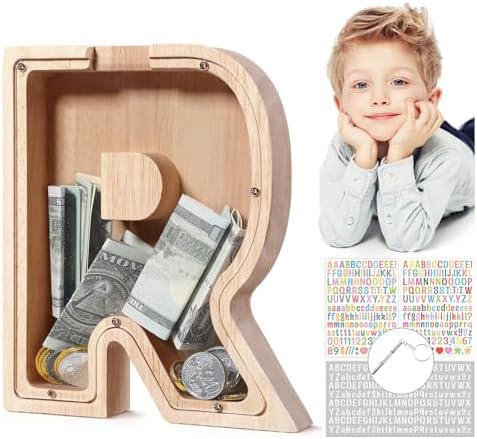 Wooden Letter Money Box Personalized Letters Wooden Piggy Bank Money ...