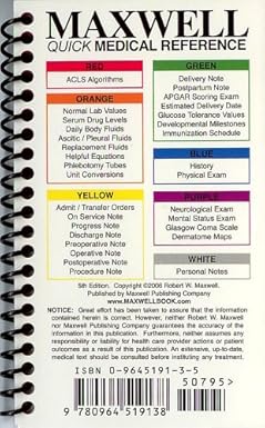 Maxwell Quick Medical Reference: Robert W. Maxwell: 9780964519138 ...
