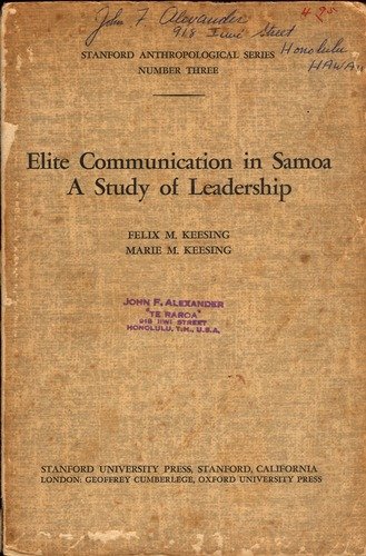 Elite Communication in Samoa - A Study of Leadership: Keesing, Felix ...
