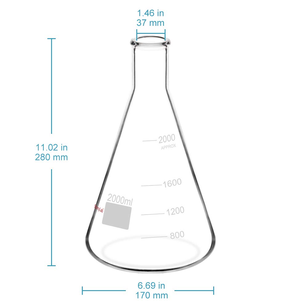 Snapklik.com : Stonylab (2 Pack) 2000 Ml Narrow Mouth Erlenmeyer Glass ...