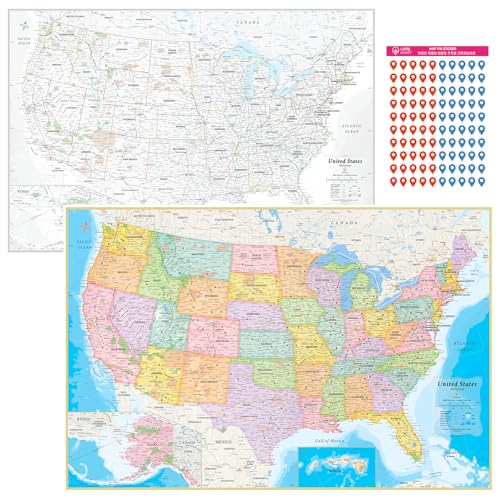 Snapklik.com : NOWMAP AquaShield Double-Sided United States, USA Map ...