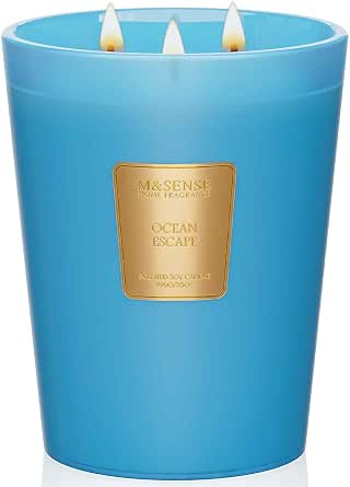 Amazon.com: M&SENSE Ocean Escape Scented Candle 35oz 150H Burn Time ...