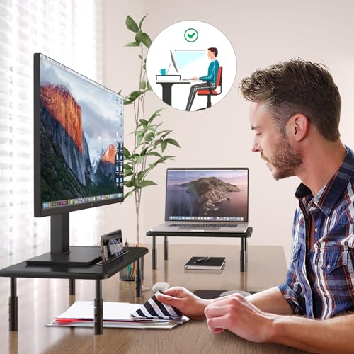 suptek Monitor Stand with Phone Holder, Metal Computer Monitor Stand ...