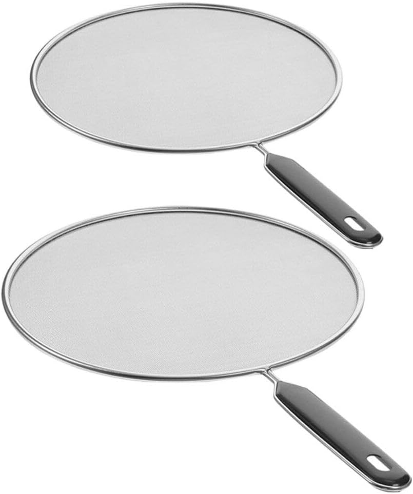 Amazon.com: Stainless Steel Frying Pan 2Pcs Hot Grease Splatter Screen ...